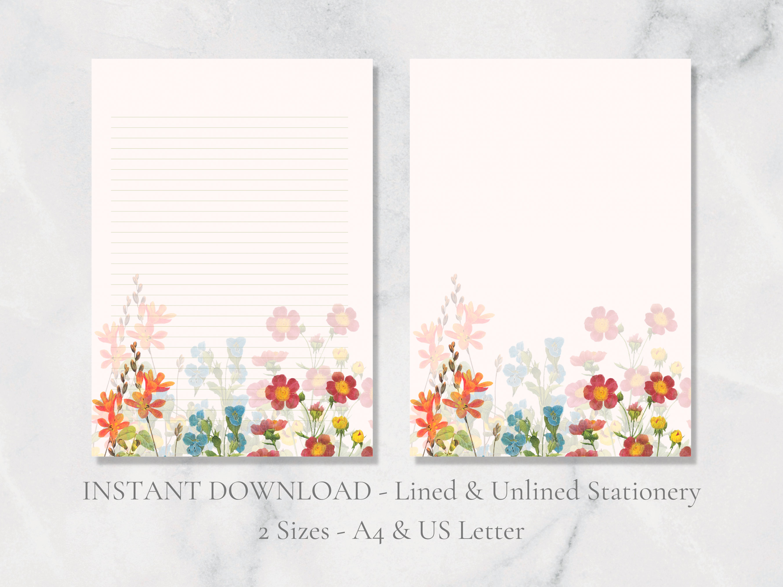 Vintage Floral Printable Stationery Flower Stationary Nature Writing ...