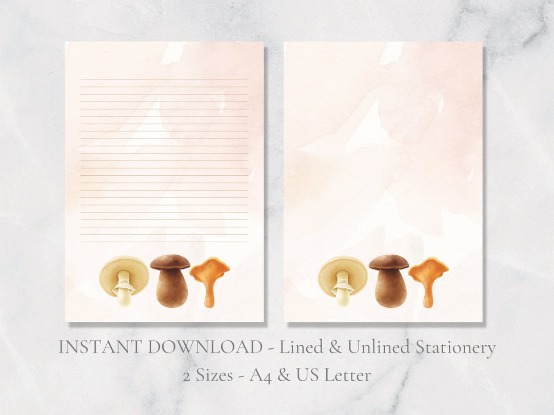 Mushroom Printable Stationery Woodland Writing Paper Autumn Fall Letter ...