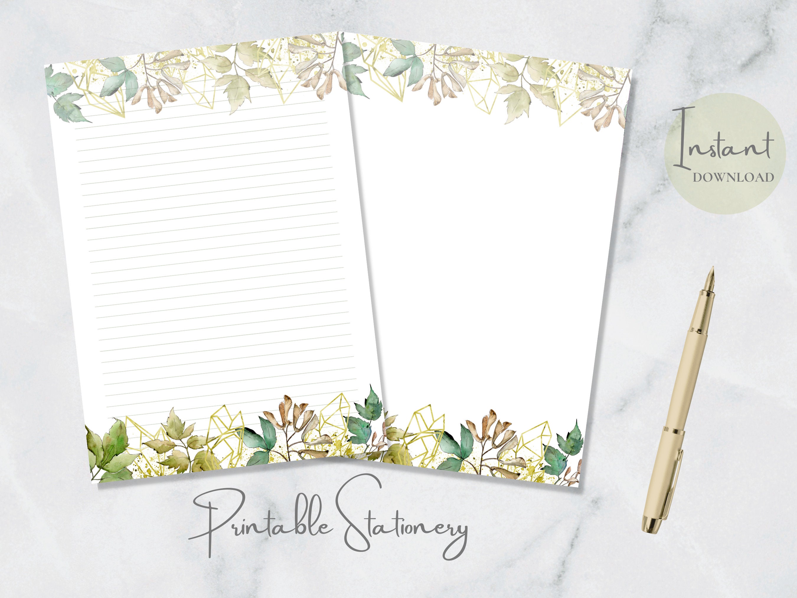 Maple and Sycamore Leaf Printable Stationery Leaves Stationary ...