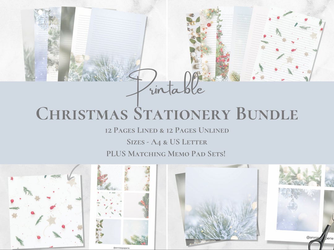 BUNDLE Christmas Stationery Printable Holiday Stationary Paper Festive ...