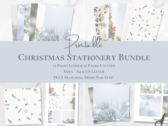 BUNDLE Christmas Stationery Printable Holiday Stationary Paper - Etsy UK