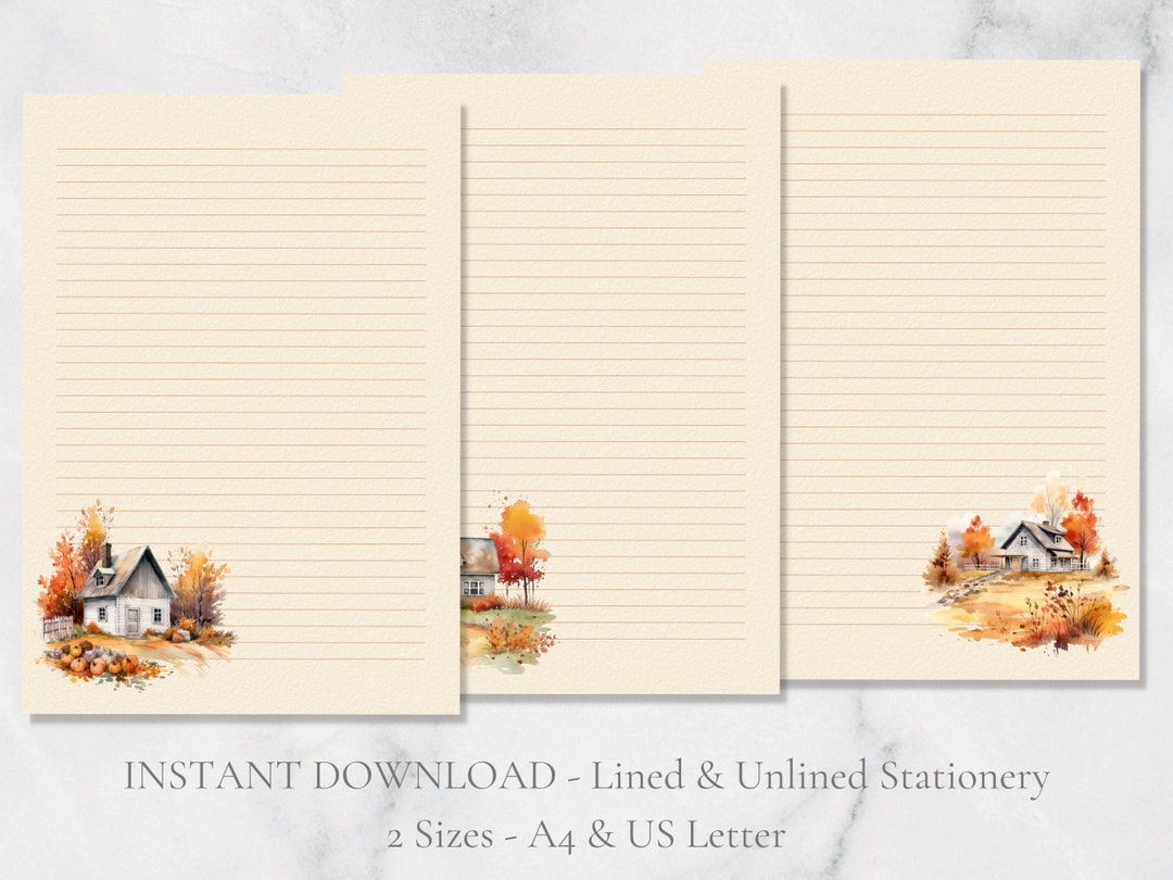 Fall Cottage Printable Stationery Autumn Printable Writing Paper ...