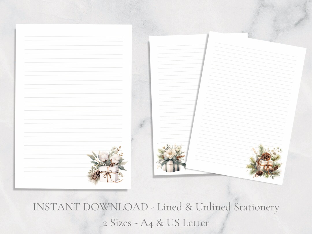 Christmas Gift Printable Stationery Festive Holiday Letter Writing ...