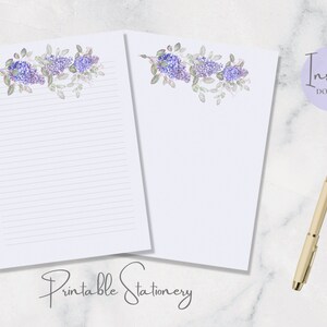 Lilacs Printable Stationery Purple Flower Stationary Botanical Writing ...