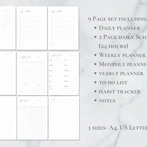 Minimalist Printable Planner 9 Page Printable Daily Weekly Monthly ...