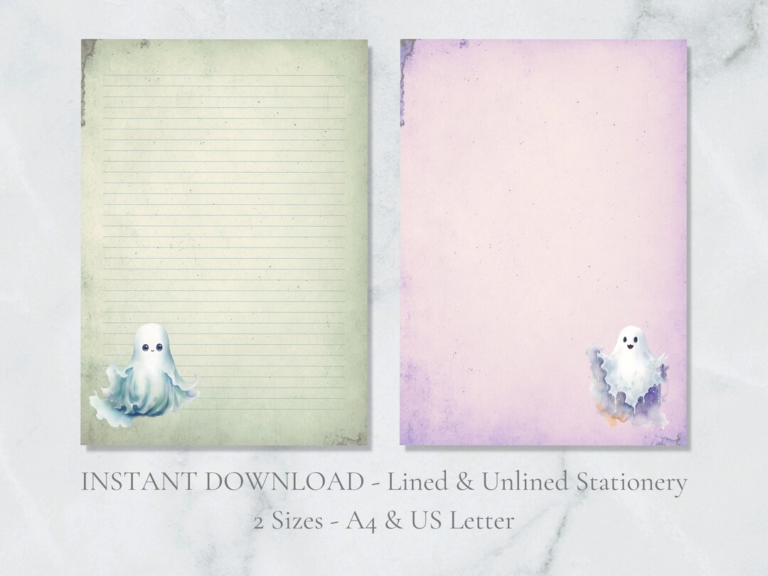 Cute Ghosts Printable Stationery Halloween Letter Writing Paper Autumn ...