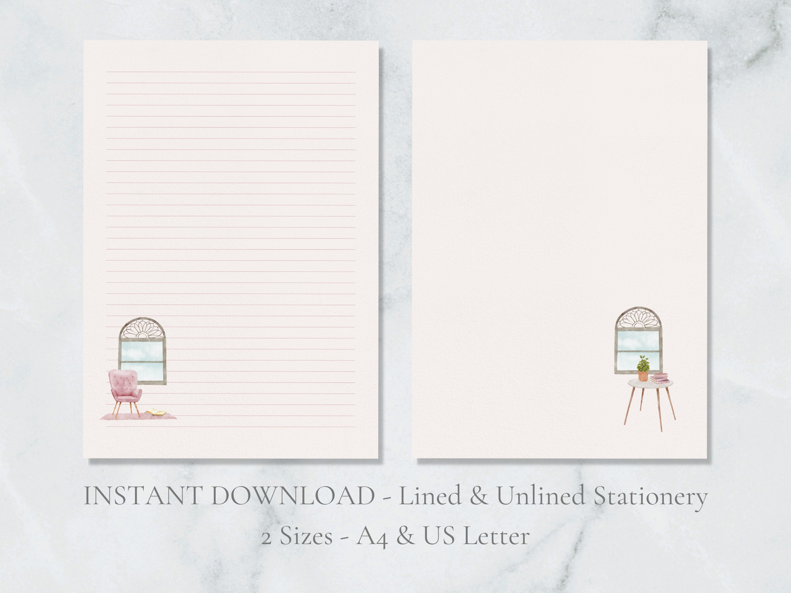 Pink Room Printable Stationery Aesthetic Stationary Minimal Writing ...