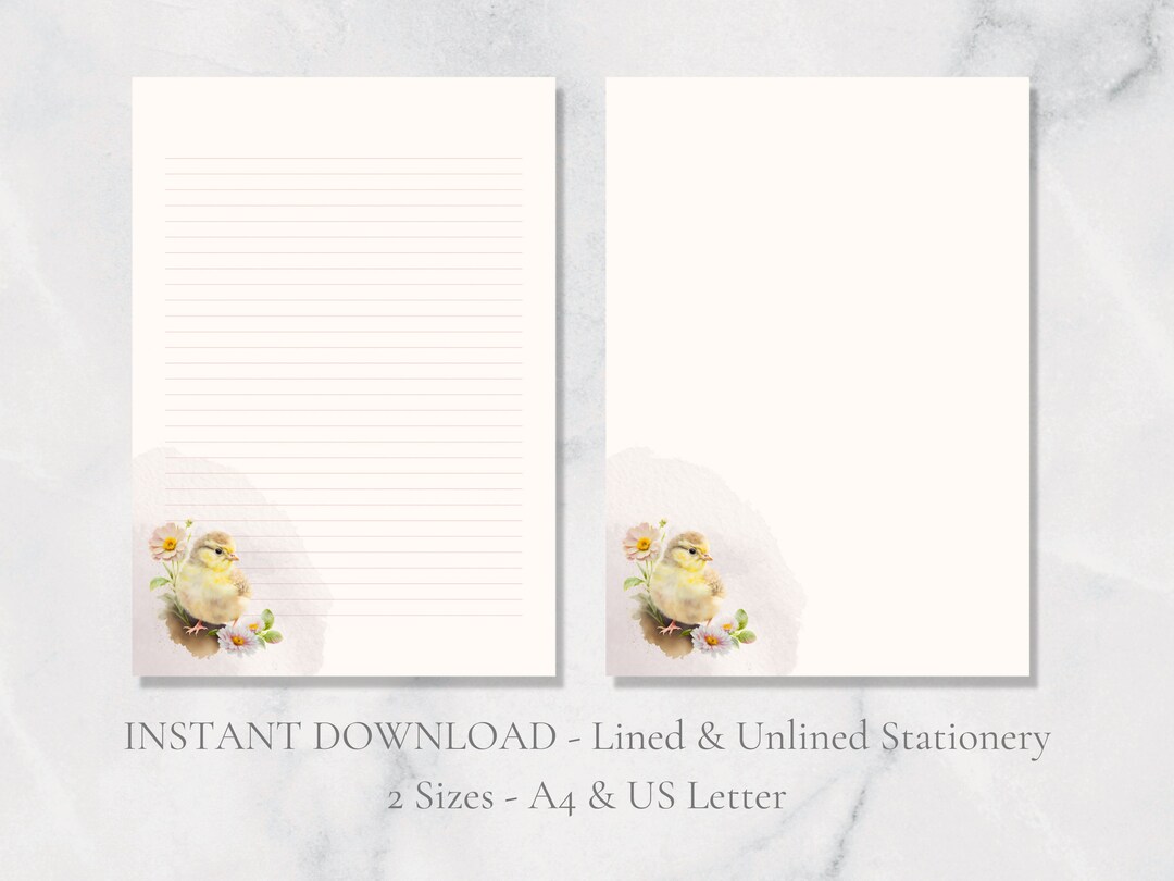 Easter Chick Printable Stationery Spring Stationary Nature Writing ...