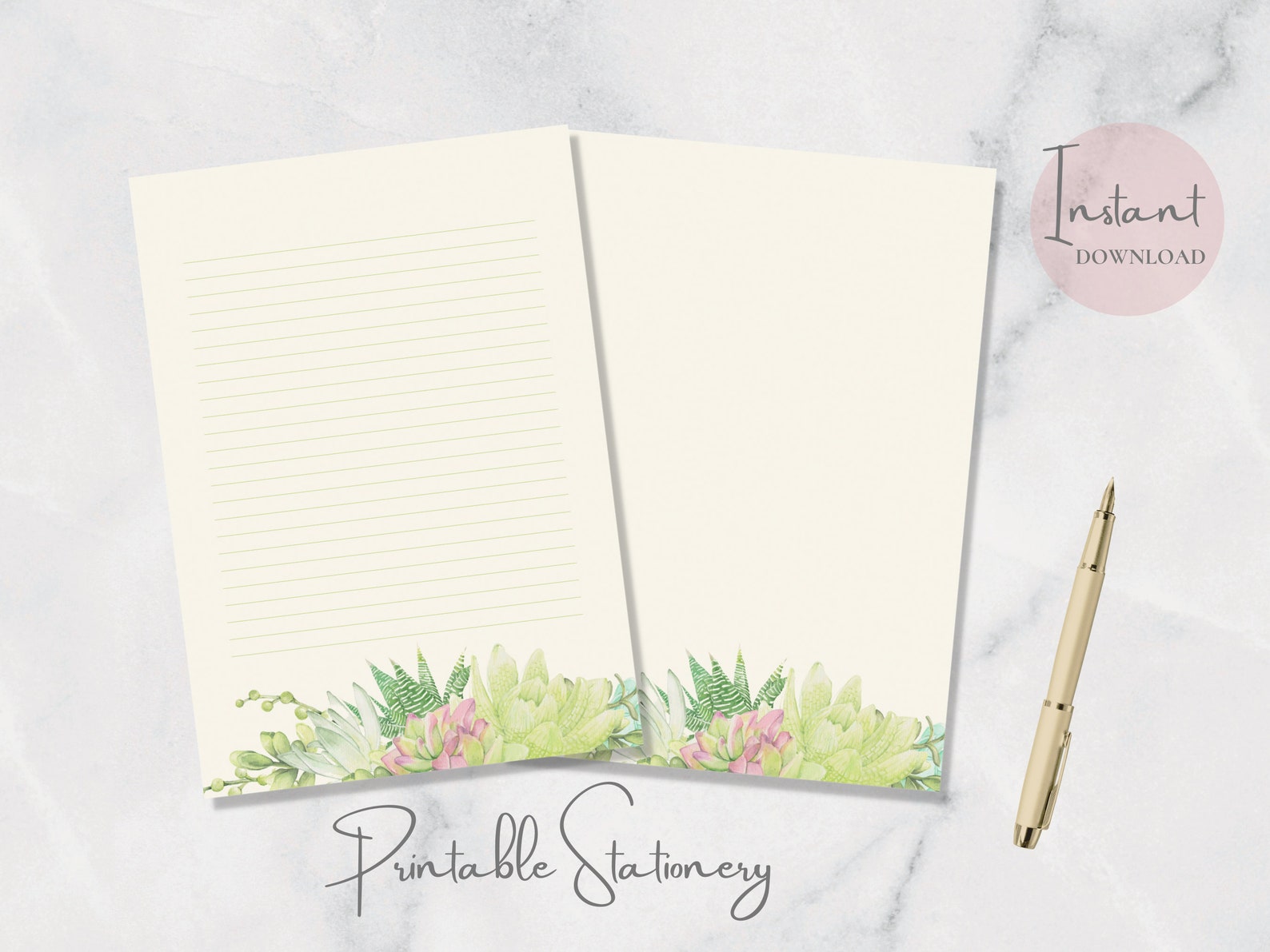 Succulent Printable Stationery Cactus Stationary Botanical - Etsy
