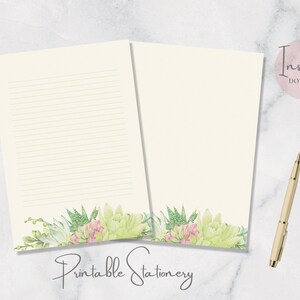 Succulent Printable Stationery Cactus Stationary Botanical Writing ...