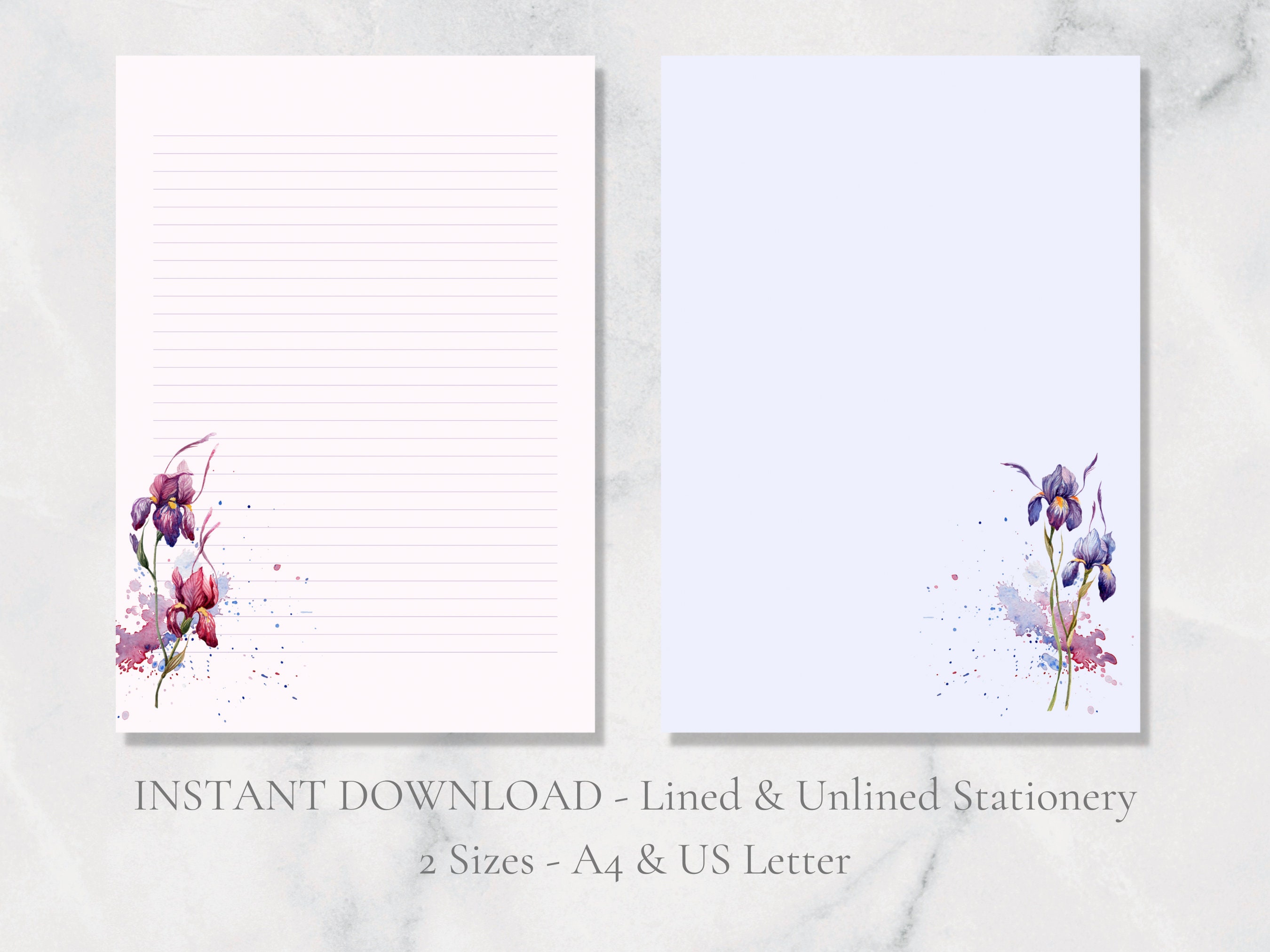 Iris Printable Stationery Spring Flowers Stationary Meadow Writing ...