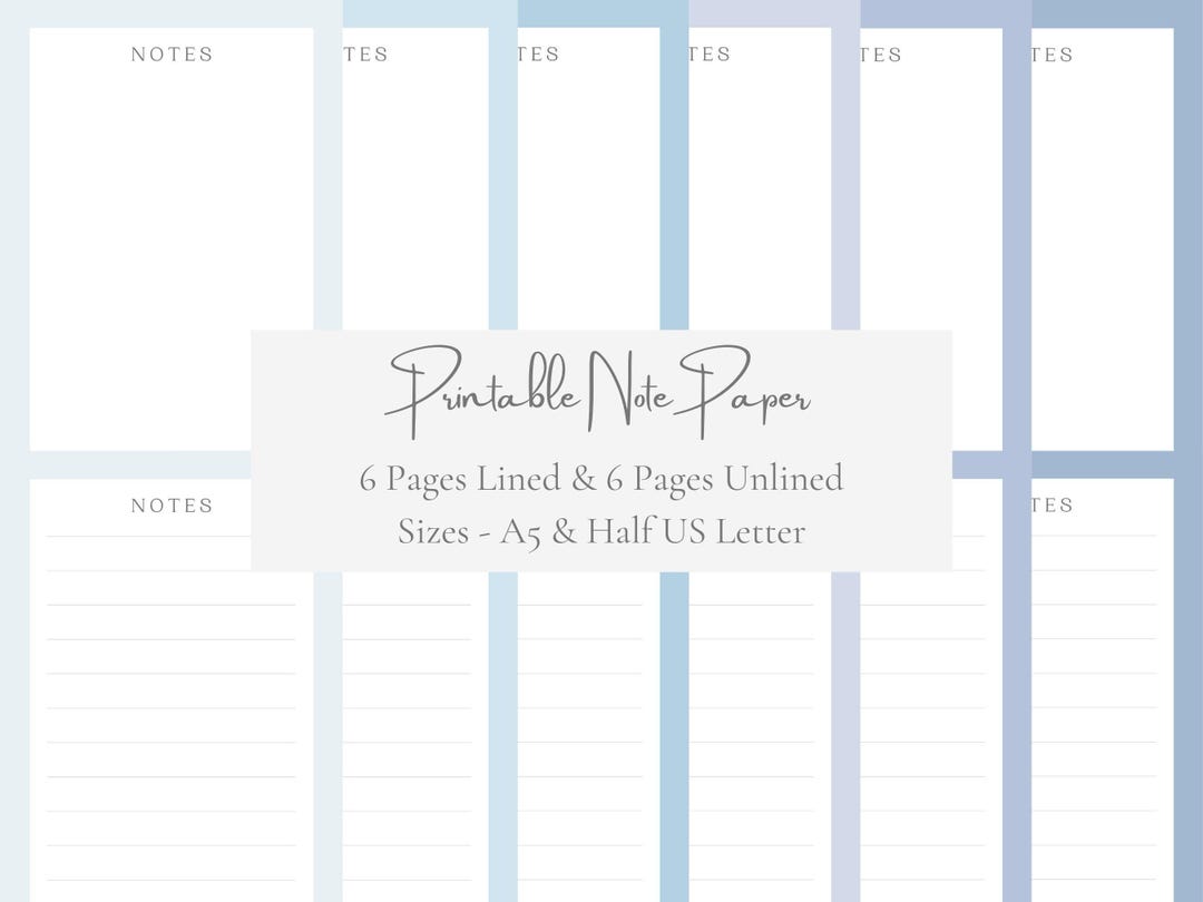 Blue Pastel Printable Writing Paper- Stationary Paper Set- Note Paper ...