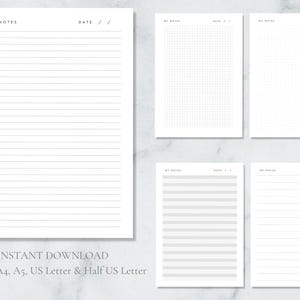 Modern My Notes Printable Stationery Digital Notes Modern Stationary ...