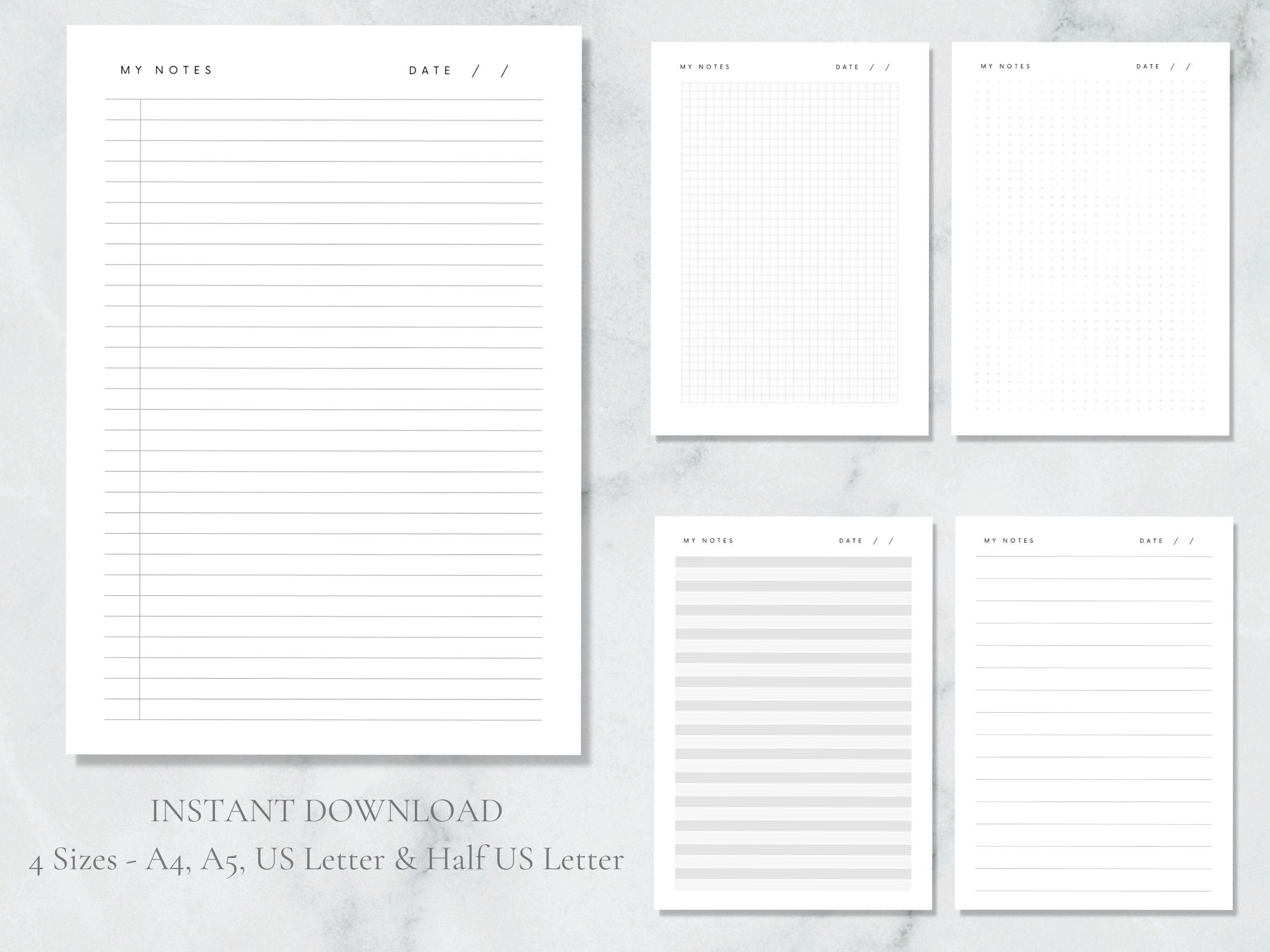 Modern My Notes Printable Stationery Digital Notes Modern Stationary ...