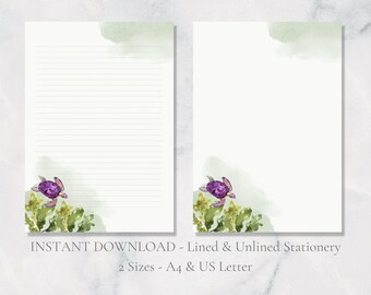 Letter Writing – Sea Turtle Watercolor Printable Stationery – Digital Download - Etsy