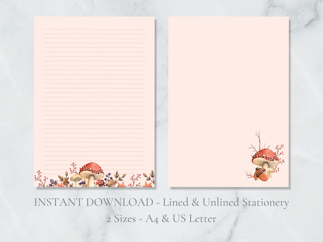 Toadstool Printable Stationery Woodland Writing Paper Fall Autumn Leaf ...