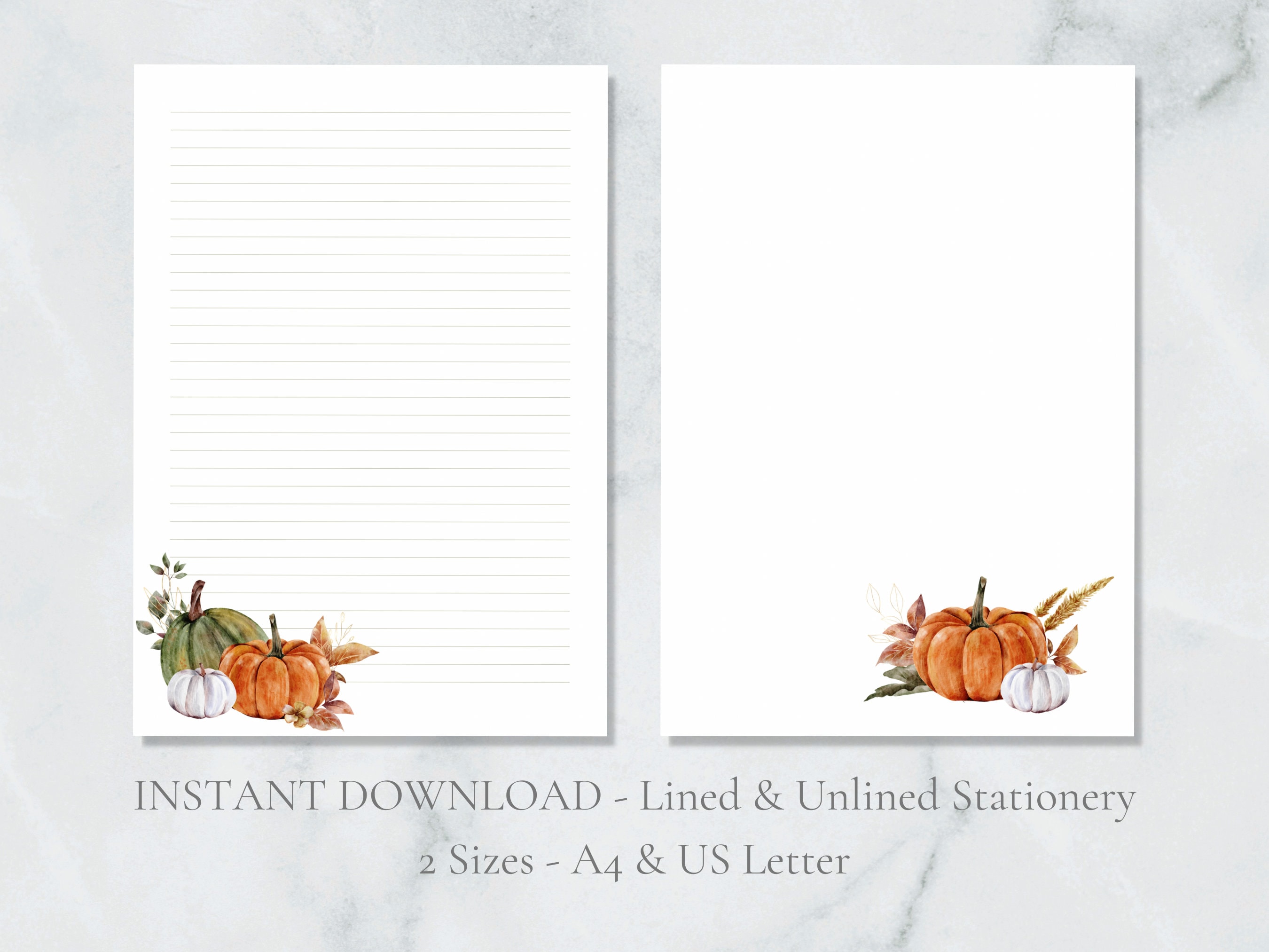 Fall Pumpkins Printable Stationery Autumn Stationery Fall Harvest ...