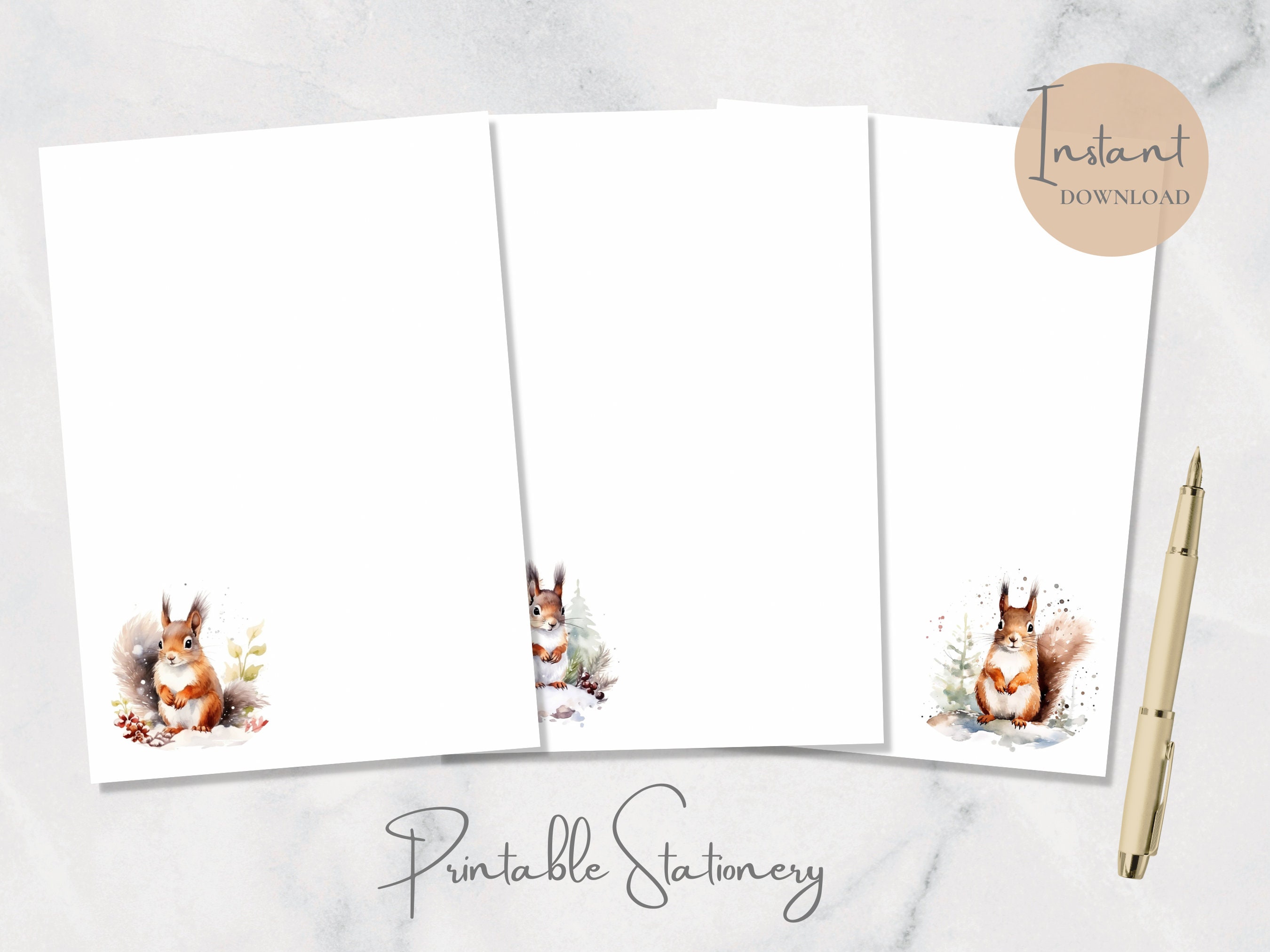 Red Squirrel Printable Stationery Festive Stationary Paper Animal ...