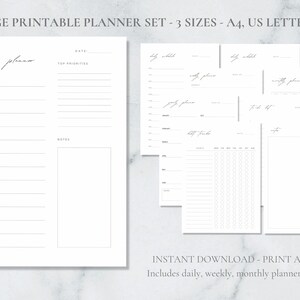 Minimalist Printable Planner 9 Page Printable Daily Weekly Monthly ...