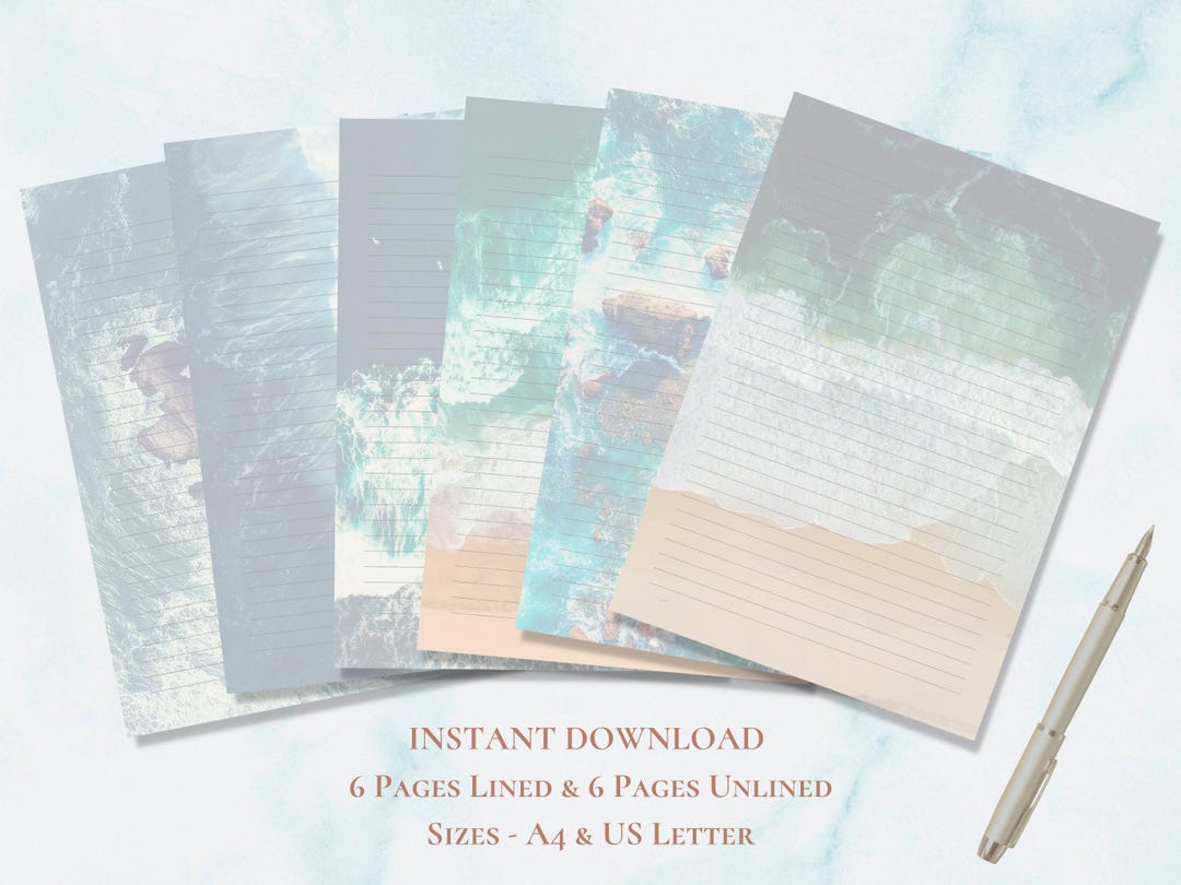 Ocean Waves Stationary Printable Nautical Stationary Paper Beach ...