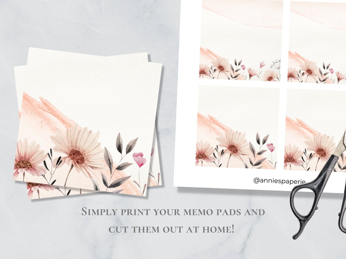 Spring Flower Printable Memo Pad Nature Memo Set Watercolor Botanical ...