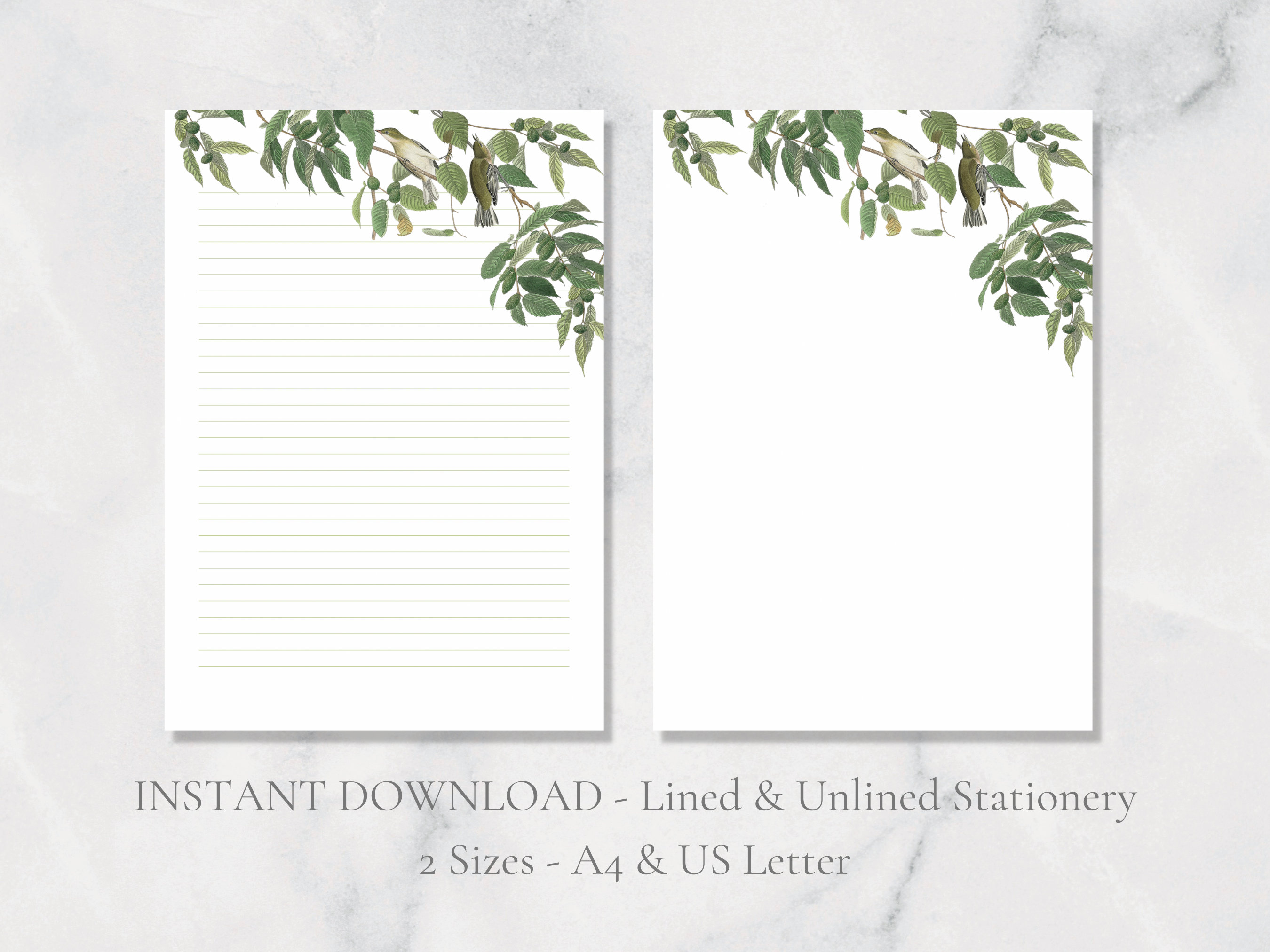 Birds in Tree Printable Stationery Tree Stationary Nature - Etsy