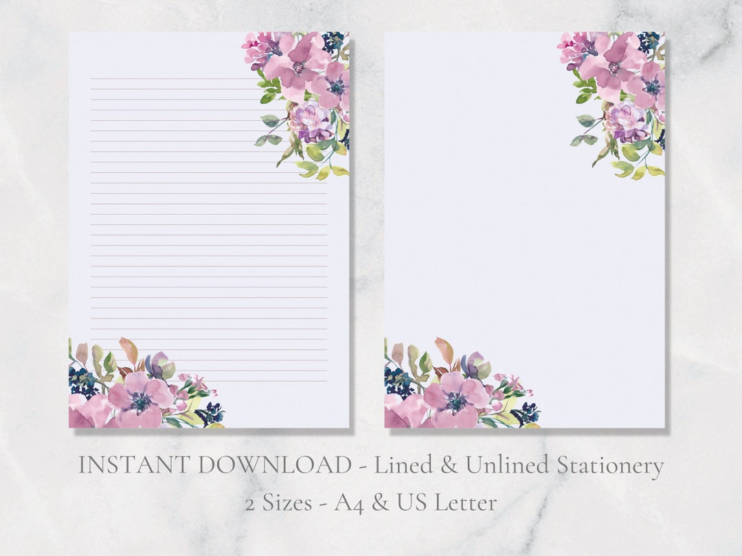 Pink Bouquet Printable Stationery Floral Stationary Nature Writing ...