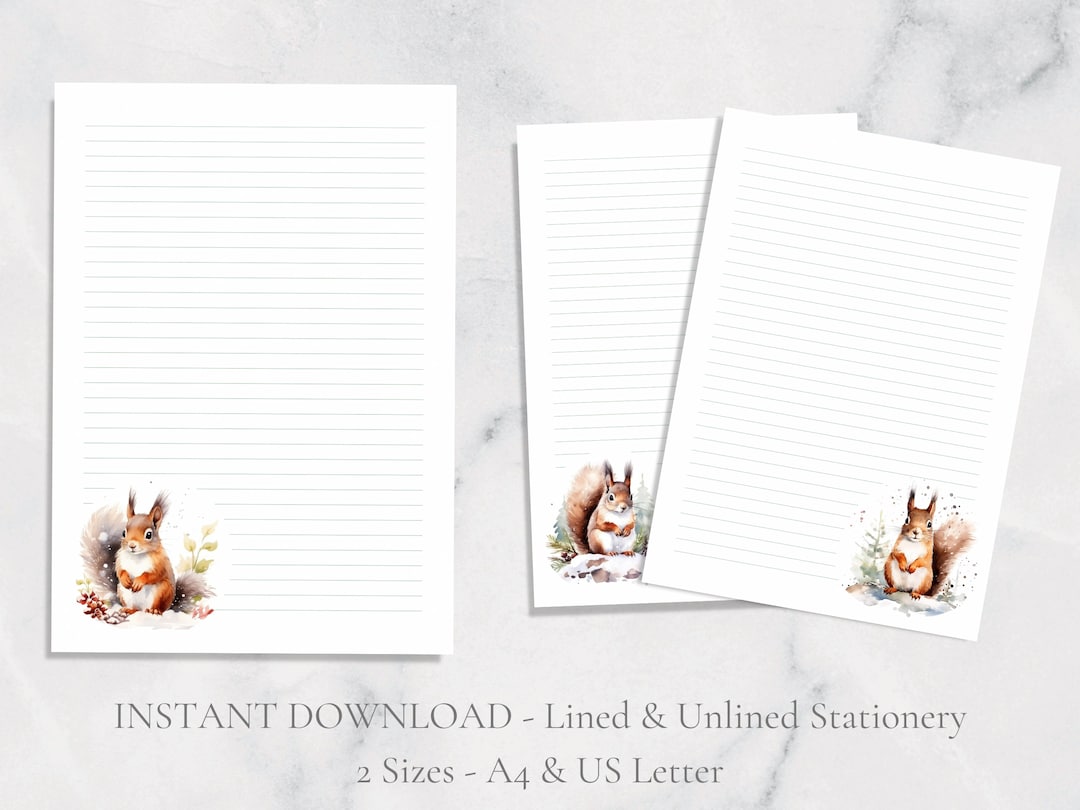 Red Squirrel Printable Stationery Festive Stationary Paper Animal ...