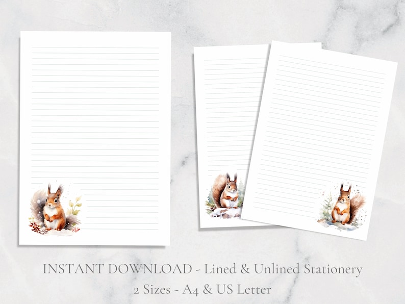Red Squirrel Printable Stationery Festive Stationary Paper Animal ...