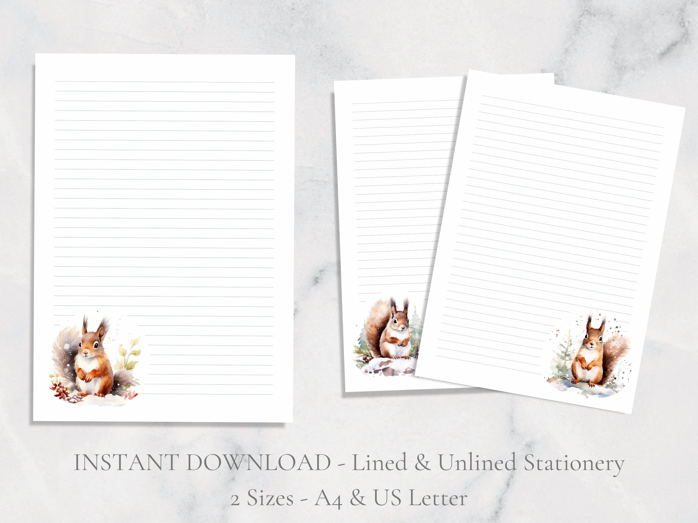 Red Squirrel Printable Stationery Festive Stationary Paper Animal ...