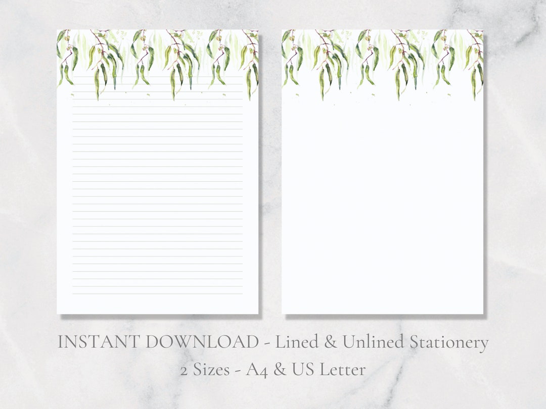 Eucalyptus Header Printable Stationery Watercolor Stationary Botanical ...