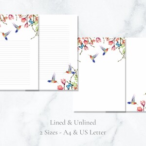 Floral Hummingbird Printable Stationery Magnolia Printable - Etsy