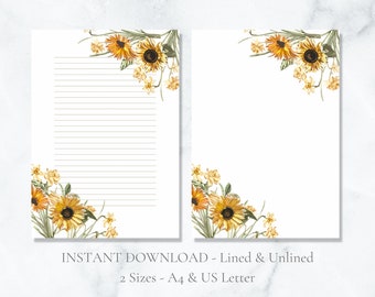 Dandelion Watercolor Printable Stationery Floral Stationary Botanical ...
