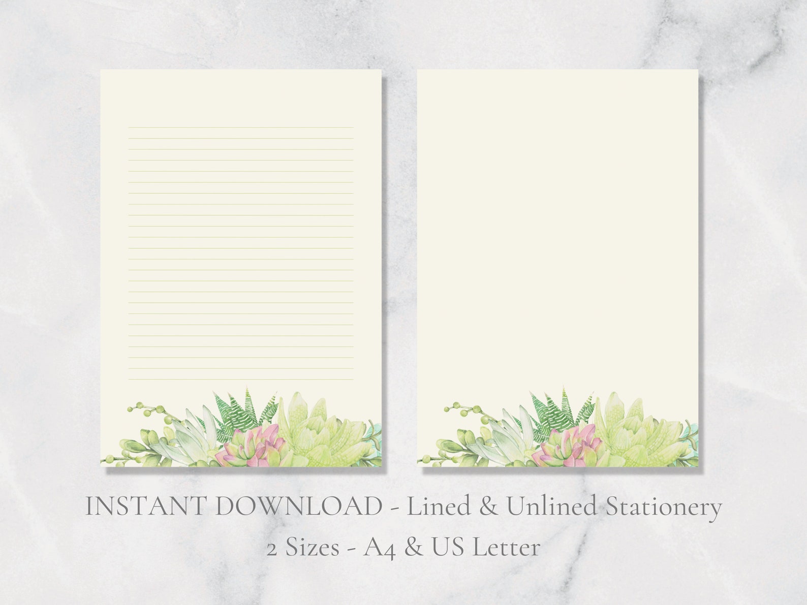 Succulent Printable Stationery Cactus Stationary Botanical - Etsy