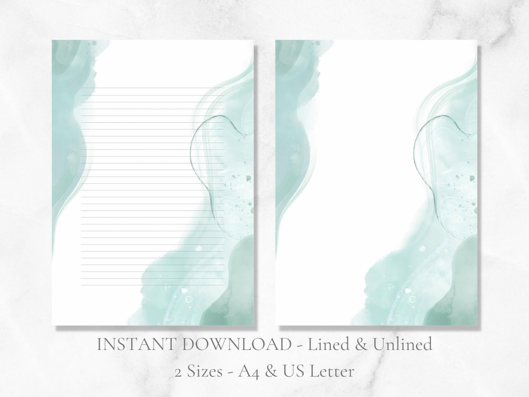 Green Abstract Printable Stationery Paper Green Writing Paper ...