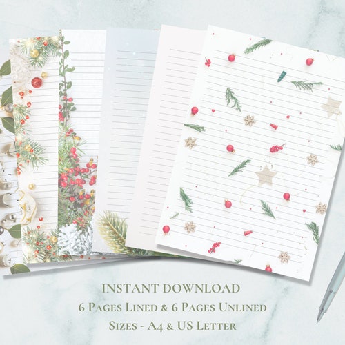 Christmas Stationery Printable Holiday Stationary Paper - Etsy