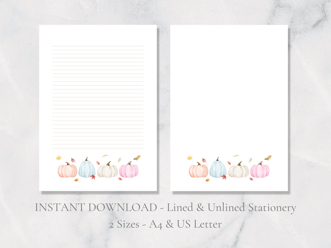 Pastel Pumpkin Printable Stationery Autumn Stationery Cute Fall ...