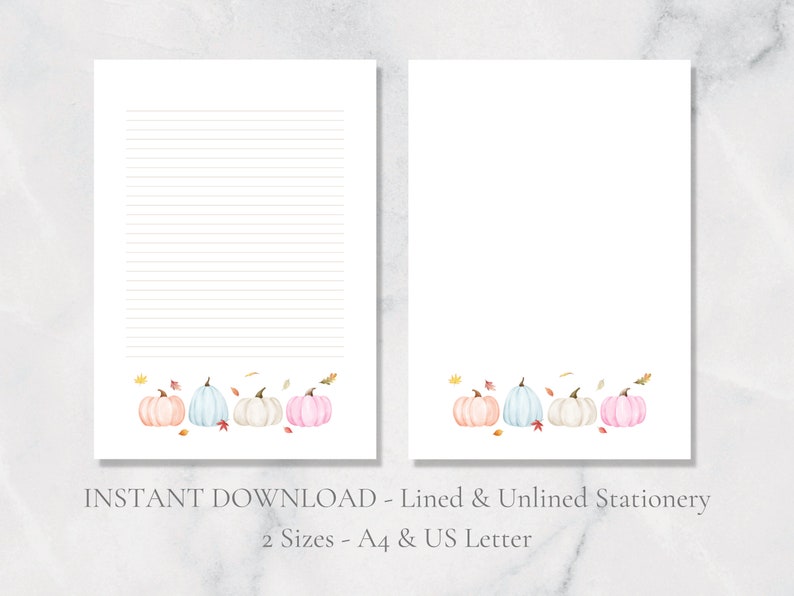 Pastel Pumpkin Printable Stationery Autumn Stationery Cute Fall ...