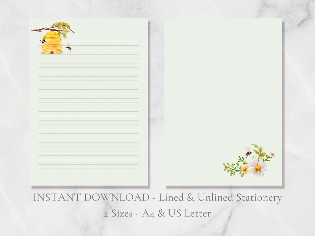 Beehive Printable Stationery Daisy Printable Stationary Paper Floral ...