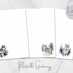 Winter Wolf Printable Stationery Festive Stationary Paper Woodland ...