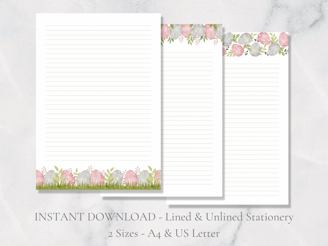 Easter Egg Printable Stationery Cute Spring Paper Botanical Stationary ...