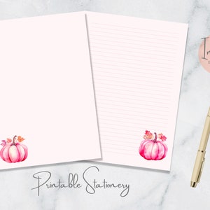 Pink Pumpkin Printable Stationery Autumn Stationery Cute Fall ...