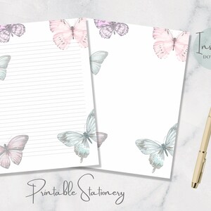 Butterfly Printable Stationery Coloful Stationary Nature Writing Paper ...