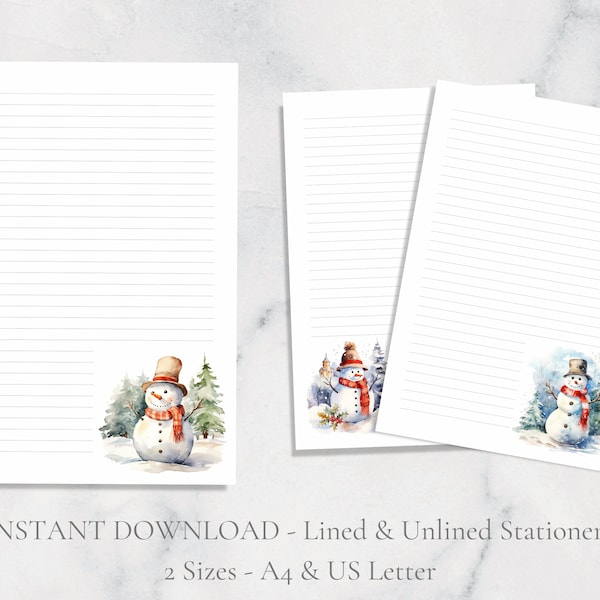 Snowman Writing Paper - Etsy