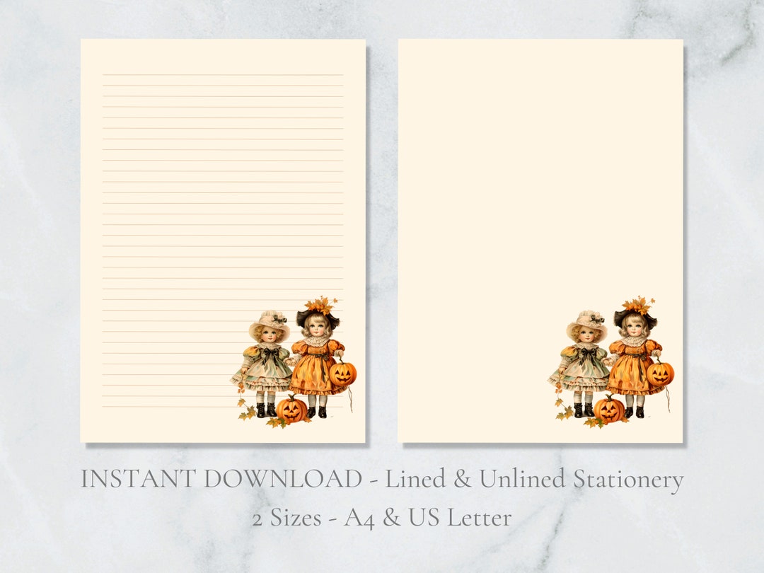 Trick or Treat Printable Stationery Halloween Letter Paper Fall A4 US ...