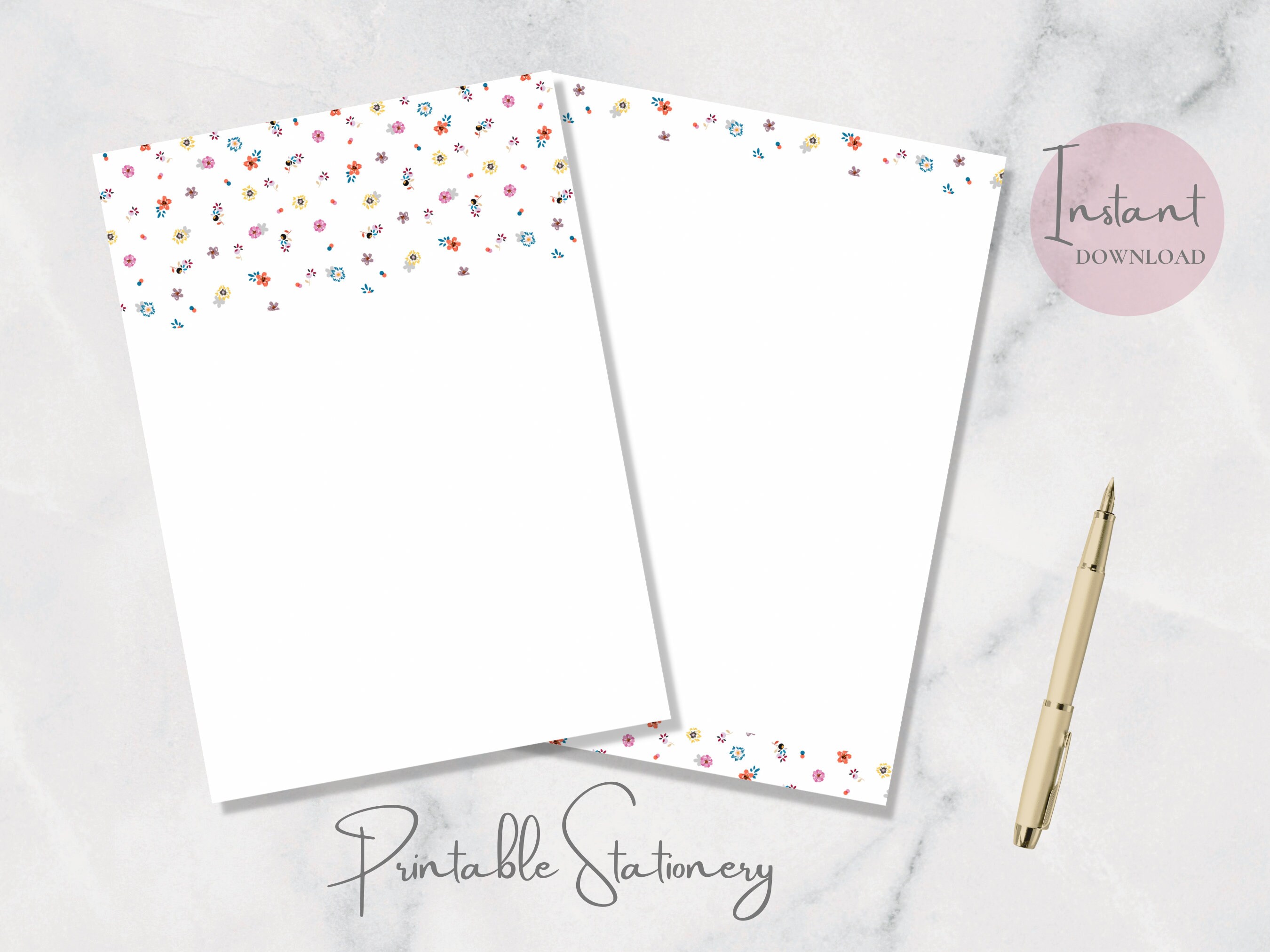Dainty Floral Printable Stationery Ditsy Flower Printable - Etsy