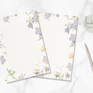 Wild Flowers Watercolor Printable Stationery Flower Stationary ...