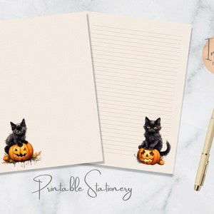 Halloween Cat Printable Stationery Jack O Lantern Planner Insert Letter ...