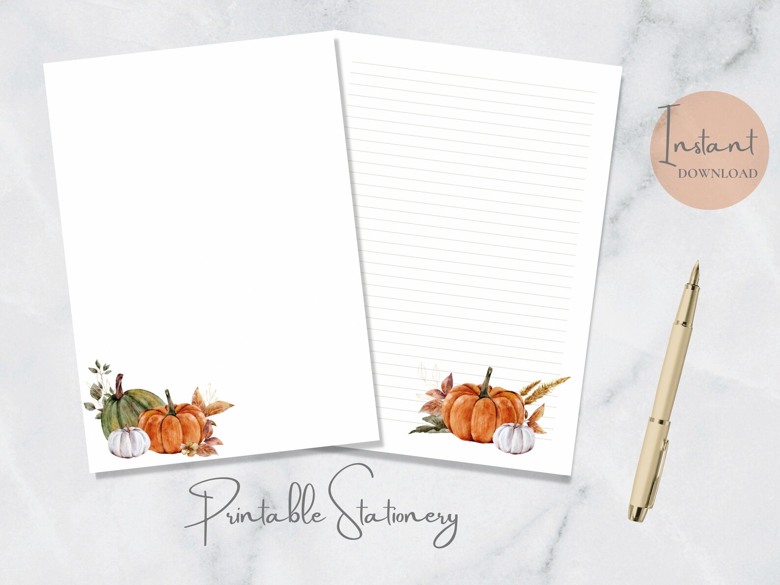 Fall Pumpkins Printable Stationery Autumn Stationery Fall Harvest ...
