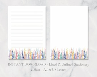 Birds on Branch Printable Stationery Floral Stationary Nature Writing Paper Blossom Letter ...